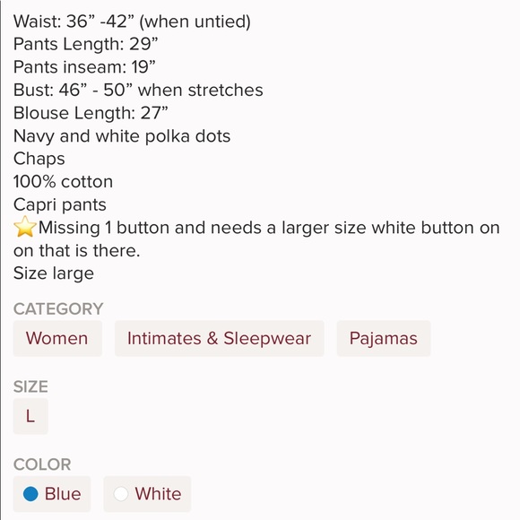 Chaps | Intimates & Sleepwear | Chaps Polka Dot Embroidered Pocket ...